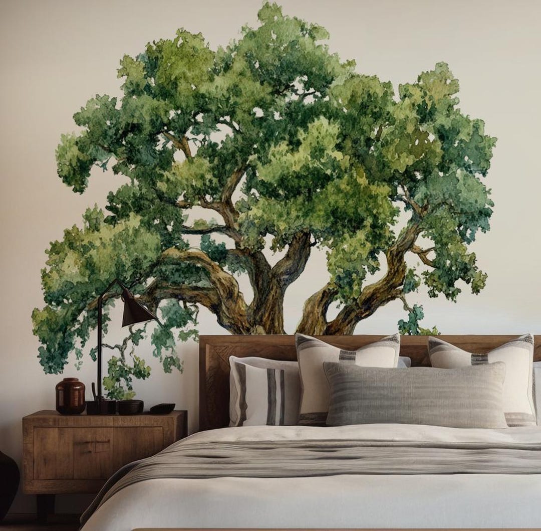 Forest Wall Art Decal, Watercolor Tree Nature Wall Decor, Nursery Wall ...