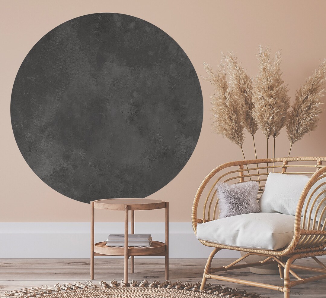 Black Circle Wall Decal, Modern Circle Textured Wall Sticker, Charcoal ...