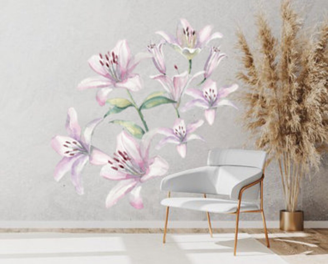 Flowers Wall Decal Lily Flower Wall Decal Lily Flower Wall | Etsy