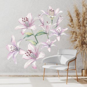 Flowers Wall Decal, Lily Flower Wall Decal, Lily Flower Wall Sticker ...