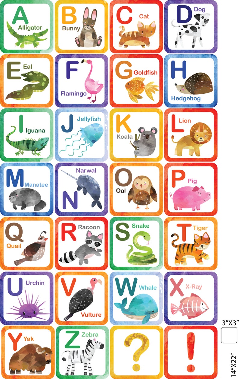 English Alphabet Wall Decal Letters Wall Decals Educational - Etsy