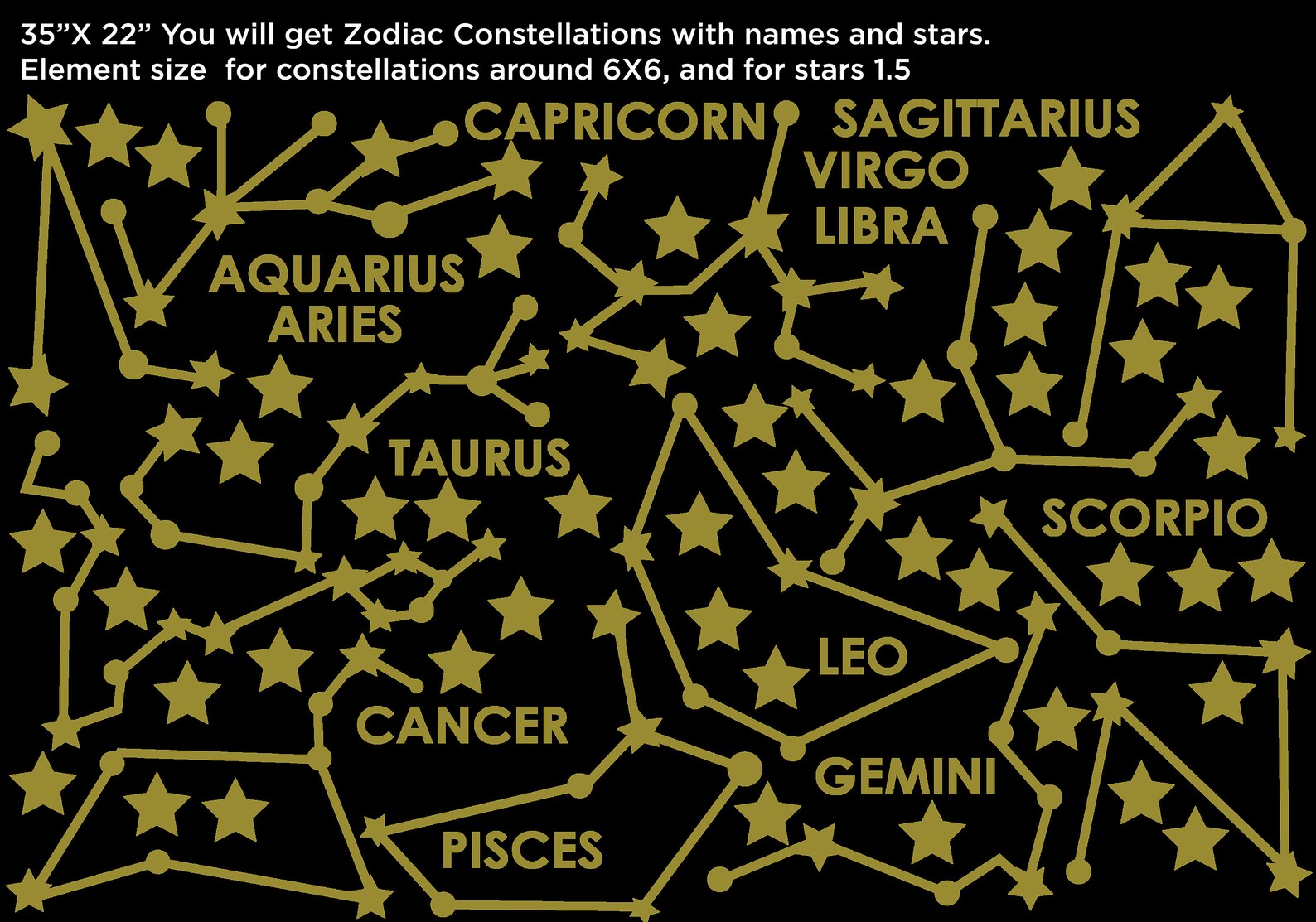 Zodiac Constellation Wall Decals Star Decals Stars Decal | Etsy