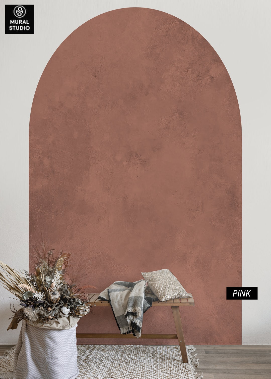Textured Arch Decal, Arch Headboard Wall Decal - Japandi Boho Abstract ...
