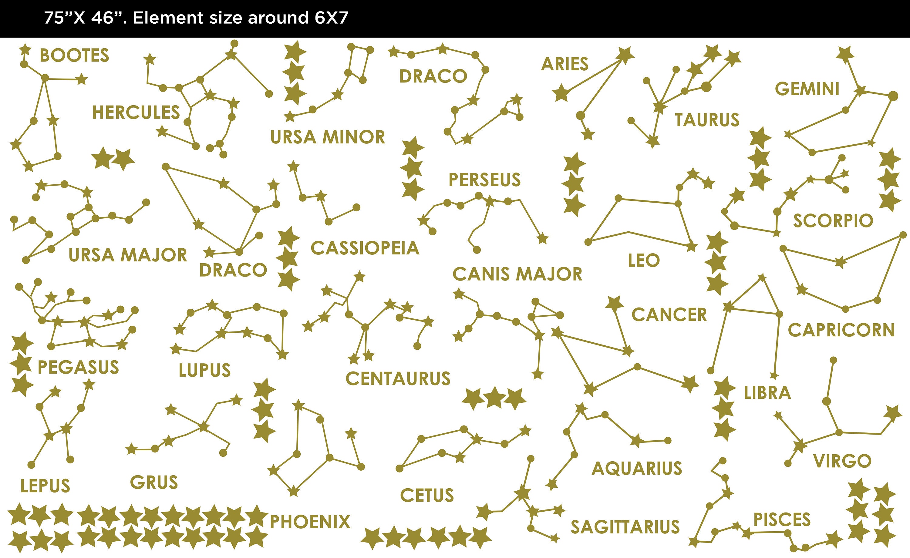 Zodiac Constellation Wall Decals Star Decals All Main - Etsy