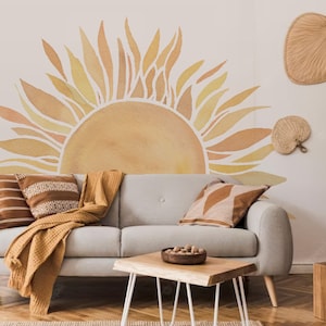 Large Sun Wall Decal, Watercolor Sun Decal, Nursery Wall Decal ...