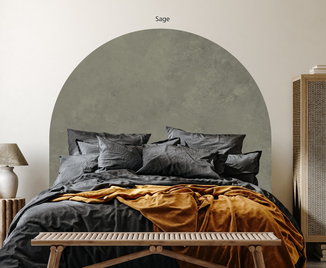 Sage Arch Headboard Wall Decal, Minimalist Color Block Arch Decal, Peel ...