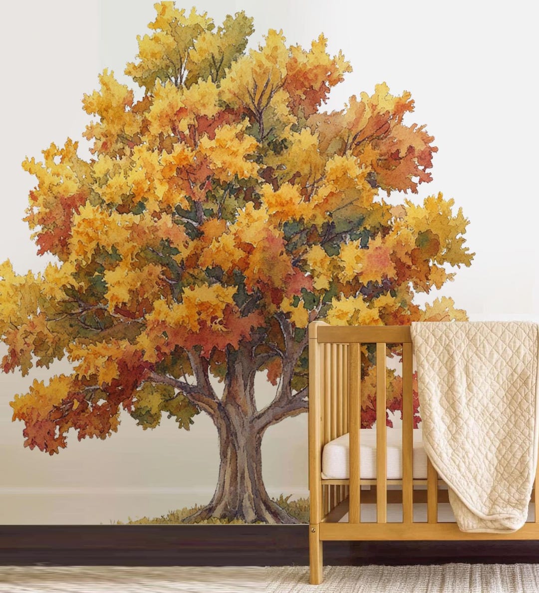 Watercolor Fall Tree Wall Decal, Wall Decor, Nursery Nature Decor ...