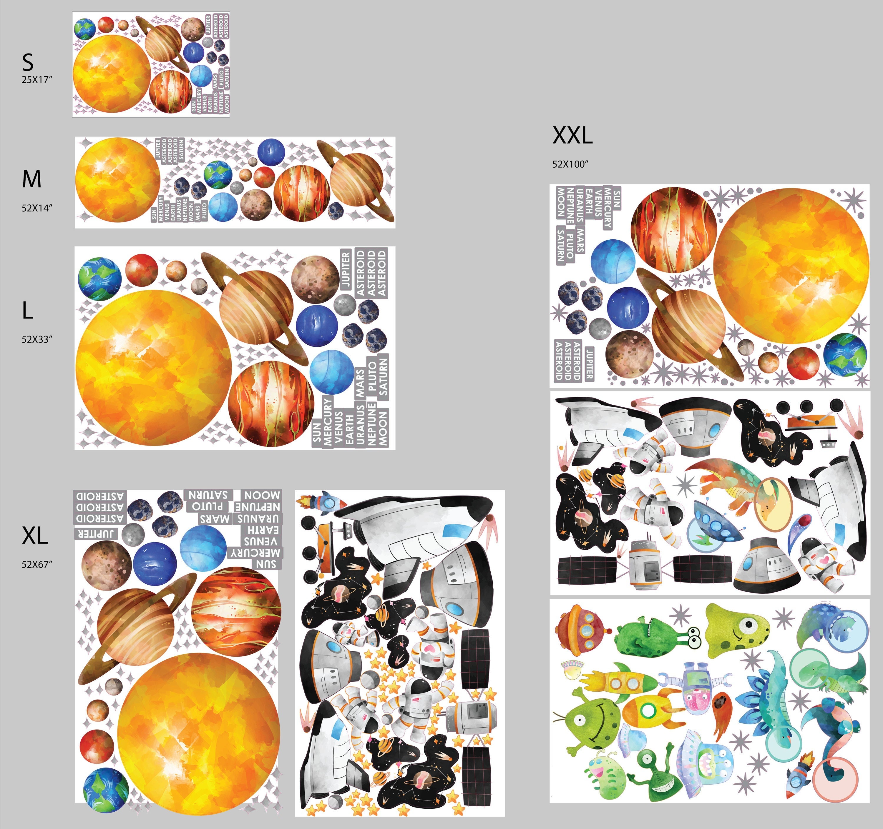 Planets Wall Decal, Modern Space Wall Decal, Nursery Room Wall Decor ...