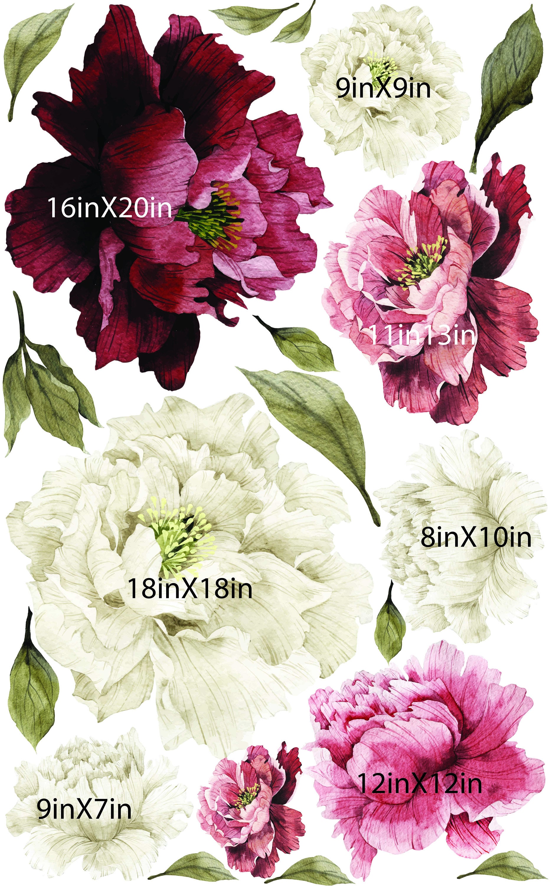 Peony Wall Decal flowers Decal Floral Decoration Pink Peony - Etsy