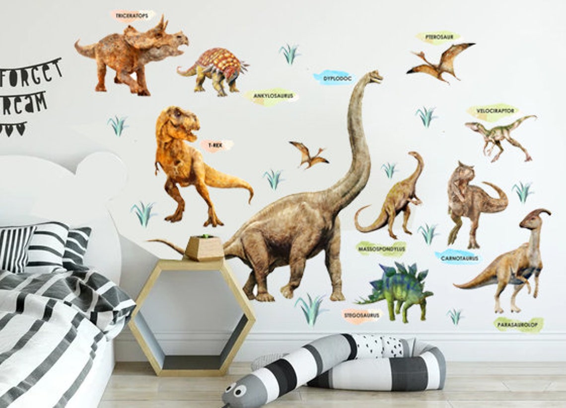 Dinosaur Wall Decal Dinosaurs Nursery Wall Decals Dino Park - Etsy