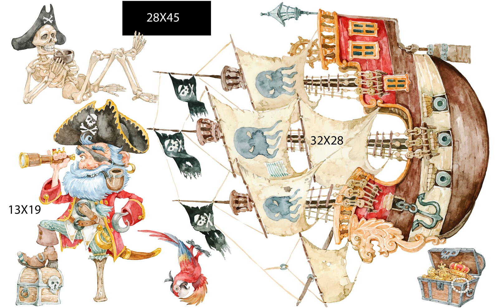 Pirate Map Wall Decal Pirate Decal treasure Map Sticker - Etsy