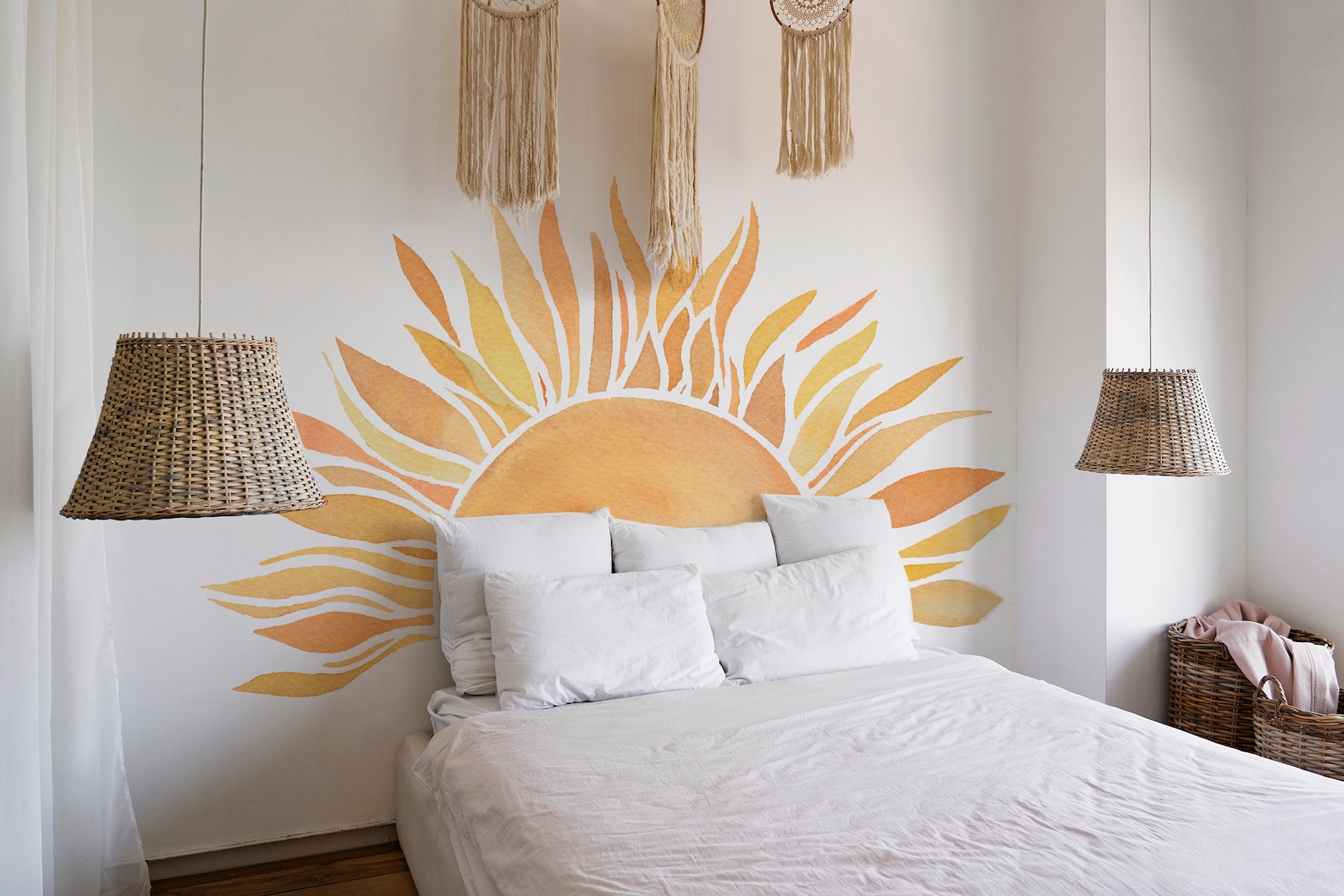 Large Sun Wall Decal, Watercolor Sun Decal, Nursery Wall Decal ...