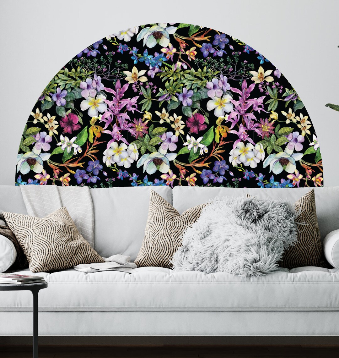 Flowers Arch Wall Art Decal, Midsommar Headboard, Boho Modern Floral ...