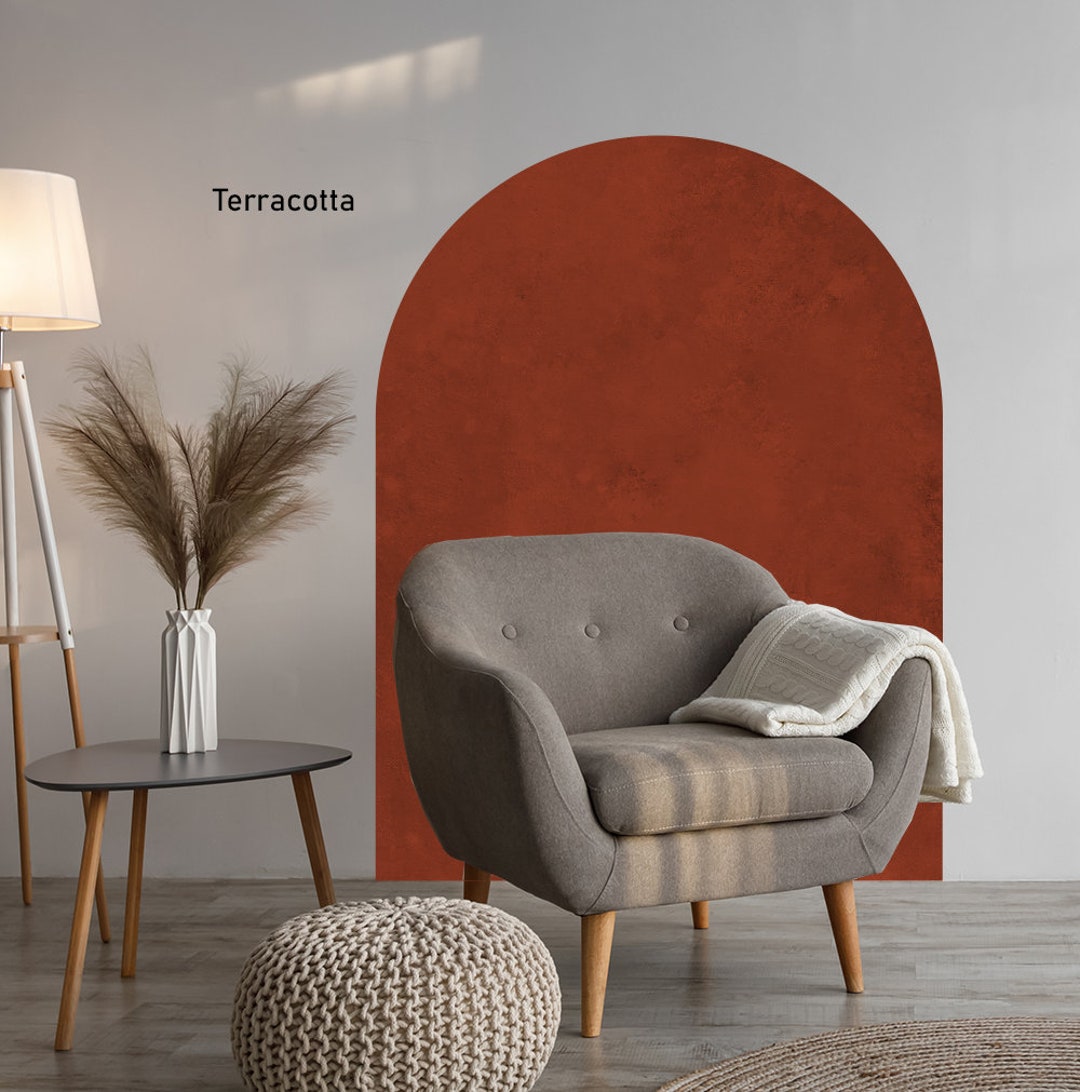 Terracotta Arch Headboard Wall Decal, Clay Arch, Minimalist Color Block ...