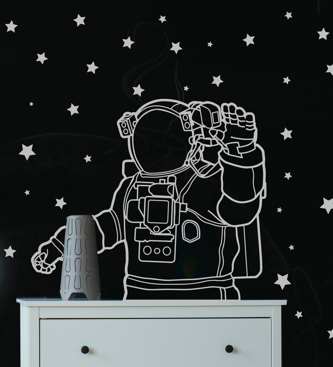 Astronaut Wall Decal Astronaut in Outer Space Wall Decal | Etsy