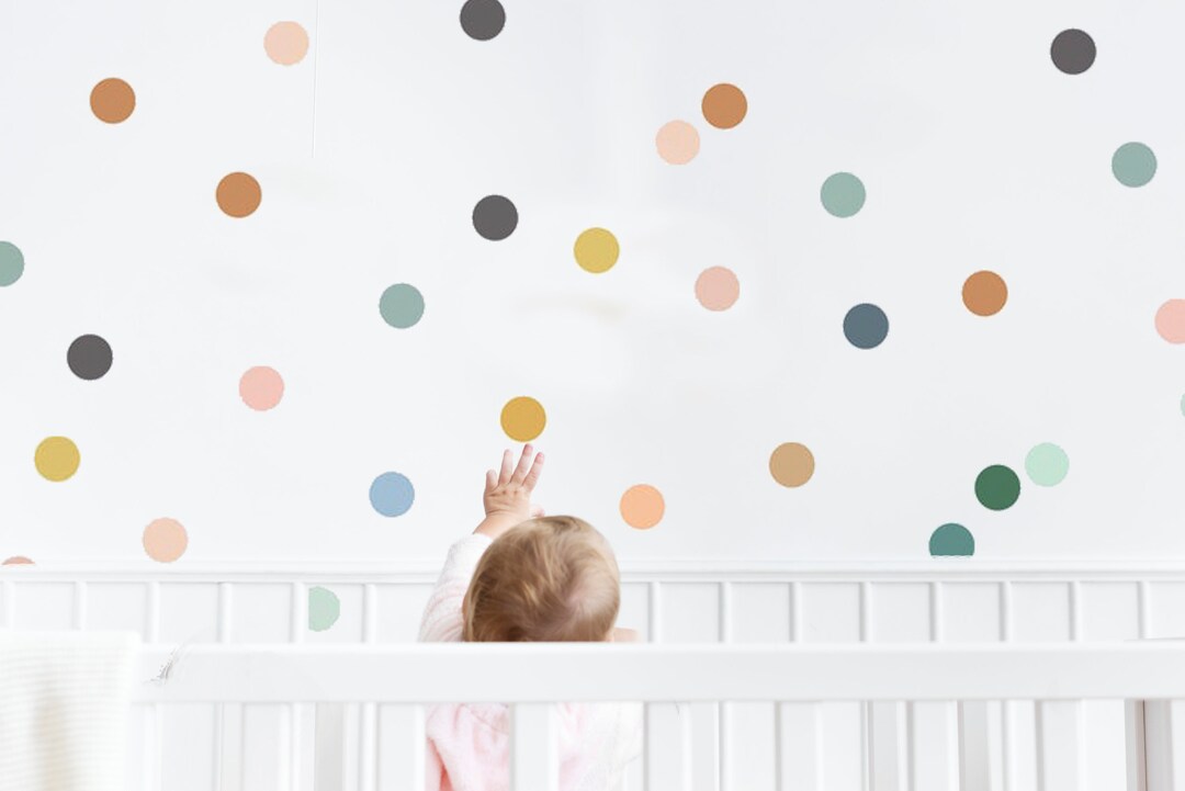 Pastel Dots Wall Decal, Watercolor Polka Dots Stickers, Rainbow ...