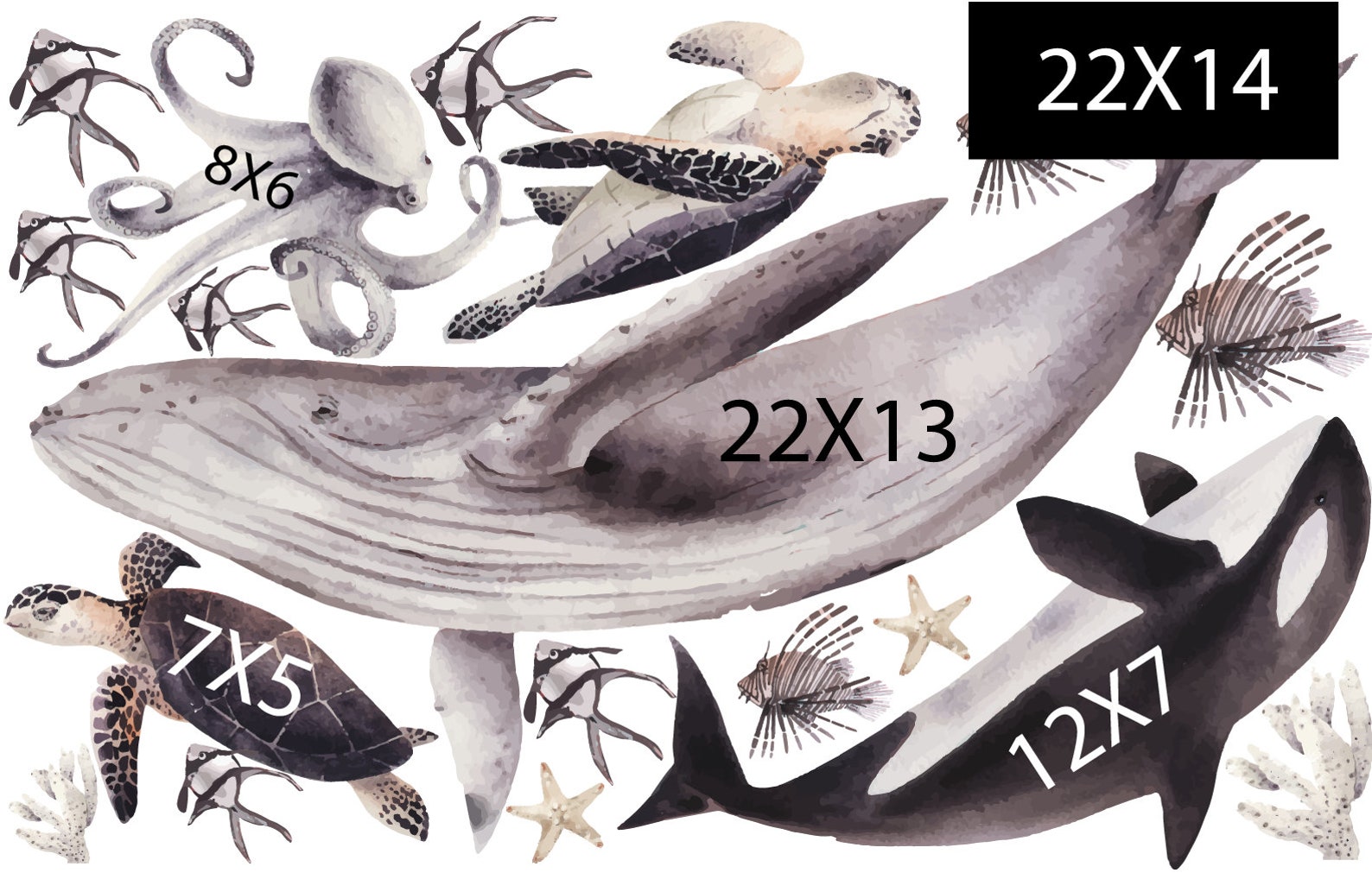 Sea World Wall Decal Oceans Life Wall Sticker for Kids Room - Etsy