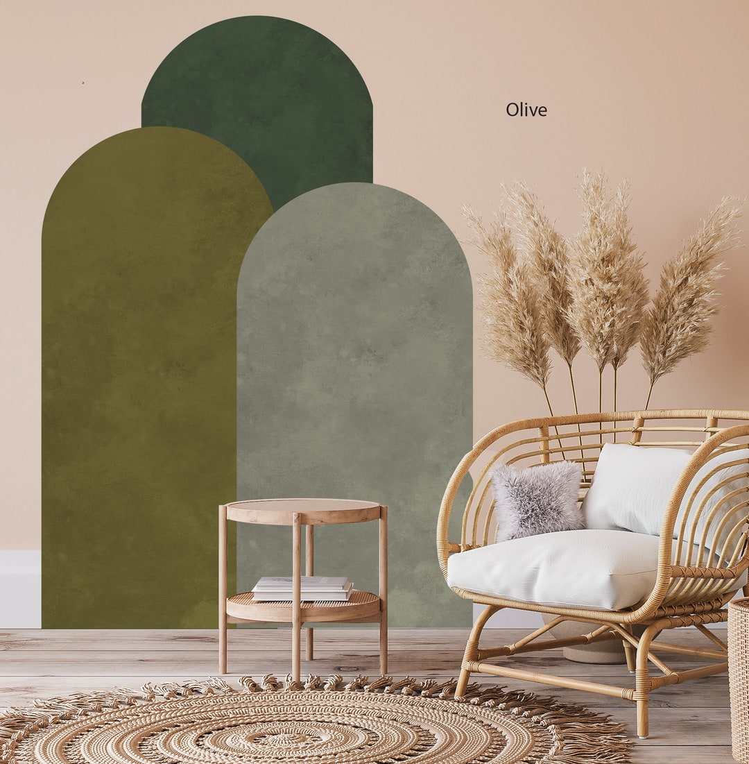 Green Arch Wall Art Decal, Modern Minimalist Color Block, Wall Mural ...