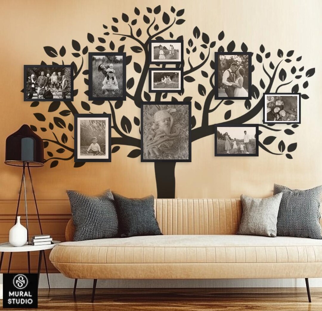 CUSTOM Family Tree Wall Decal, Photo Frame Tree Decal, Family Tree ...