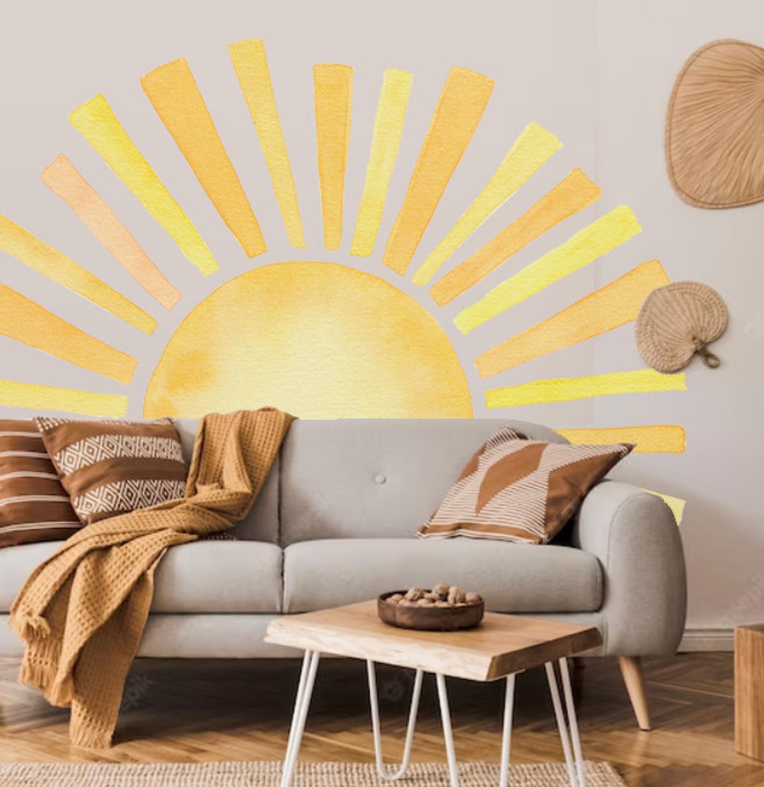 Large Half Sun Wall Decal - Nursery Decor | Kids Room Wall Art ...