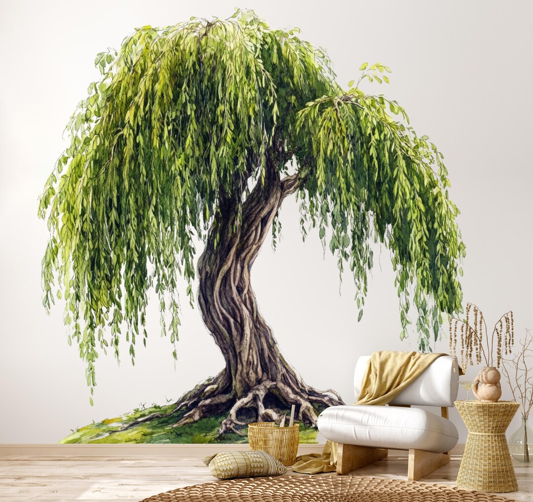 Willow Tree Mural Wallpaper, Nursery Wall Decal, Wall Art Decor ...
