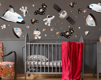 Outer Space Wall Decal Stars Planets Astronaut Rocket Ship - Etsy