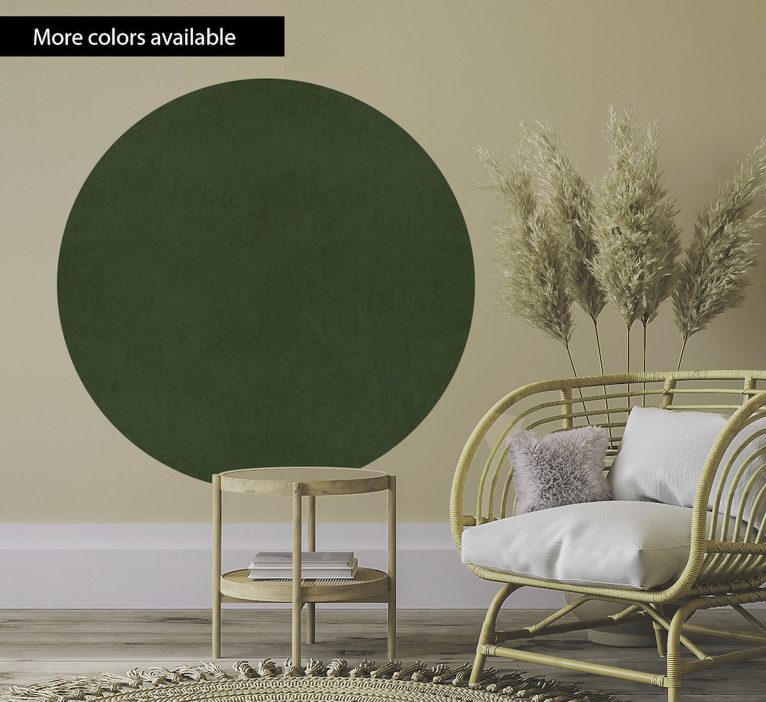 Green Circle Wall Decal, Sage Texture Circle Wall Sticker, Green ...