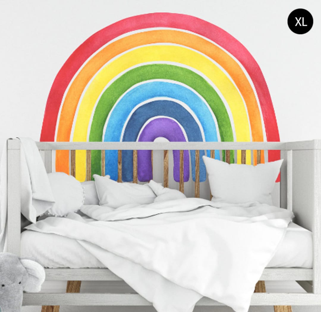 Rainbow Wall Decal, Watercolor Rainbow Wall Decal, Boho Rainbow Wall ...