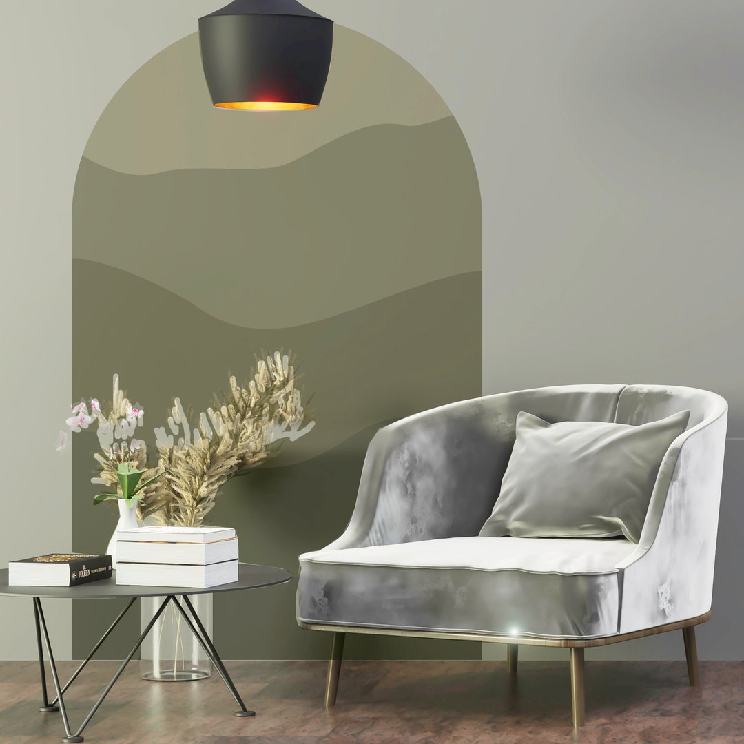 Arch Wall Decal Abstract Shape and Line Art Wall Sticker, Mid Century ...