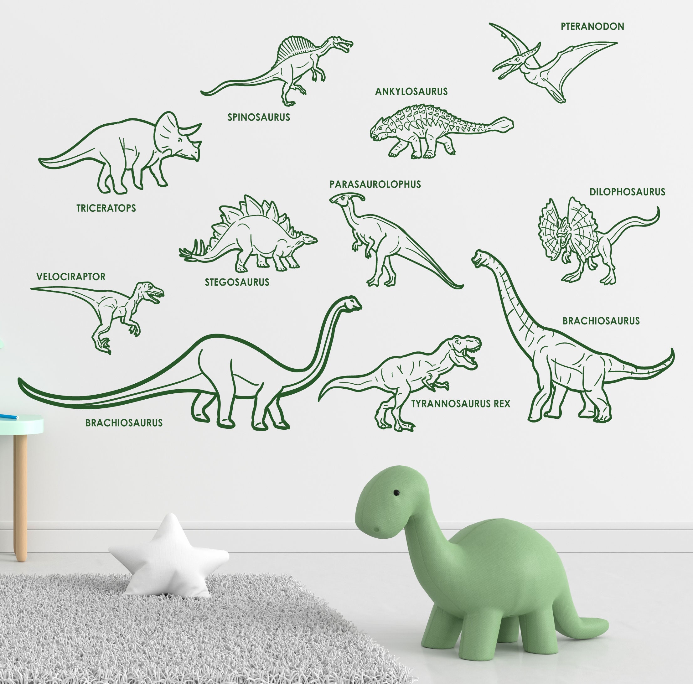 Dinosaur Wall Decal Dinosaurs Nursery Wall Decals Dino Park - Etsy