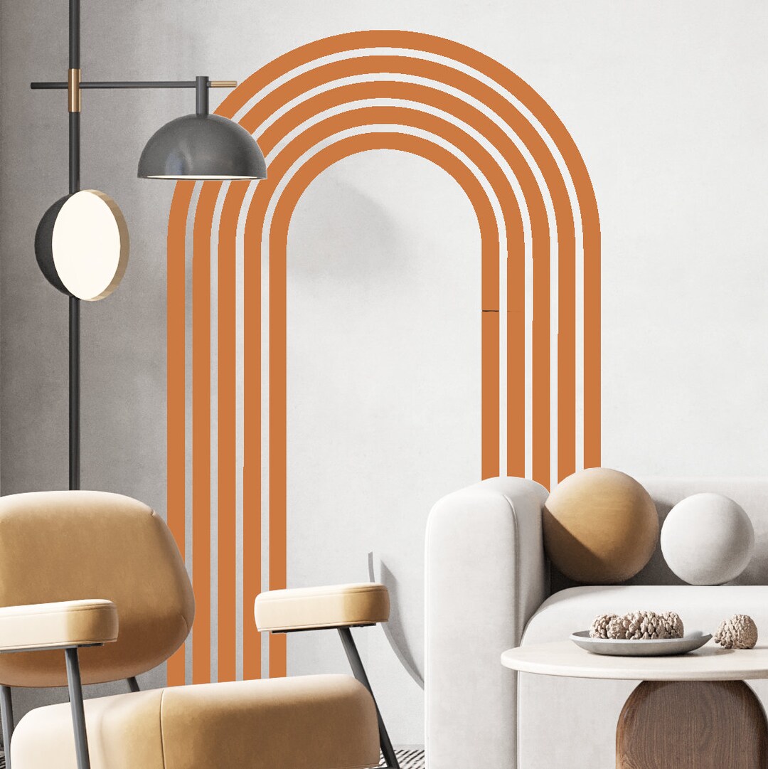 Modern Arch Wall Decal Abstract Shape and Line Art Wall Sticker, Mid ...