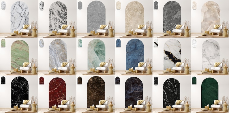 Modern Arch Wall Decal, Natural Stone Wall Sticker, Headboard Peel and ...