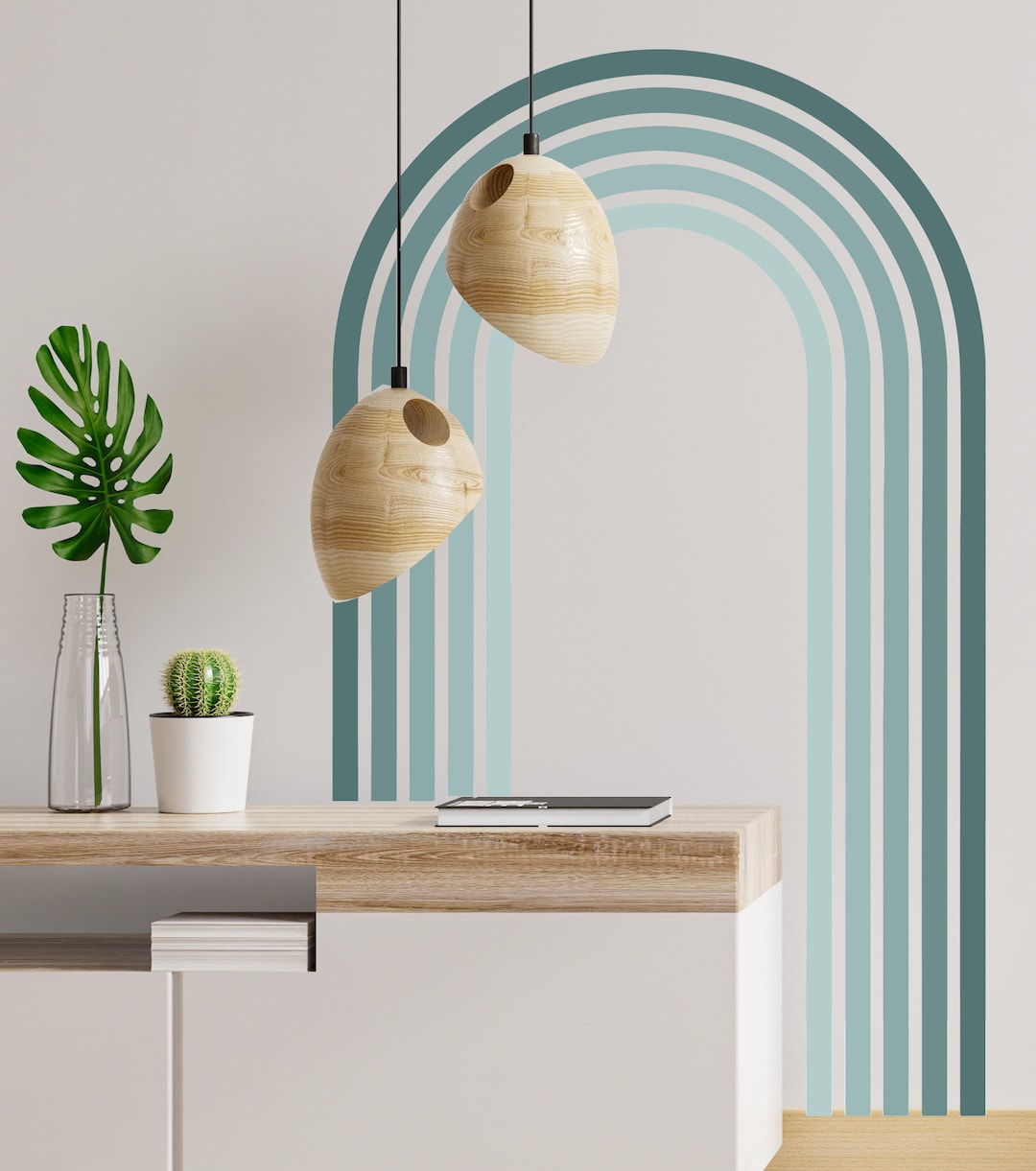 Arch Wall Decal Abstract Shape and Line Art Wall Sticker, Mid Century ...