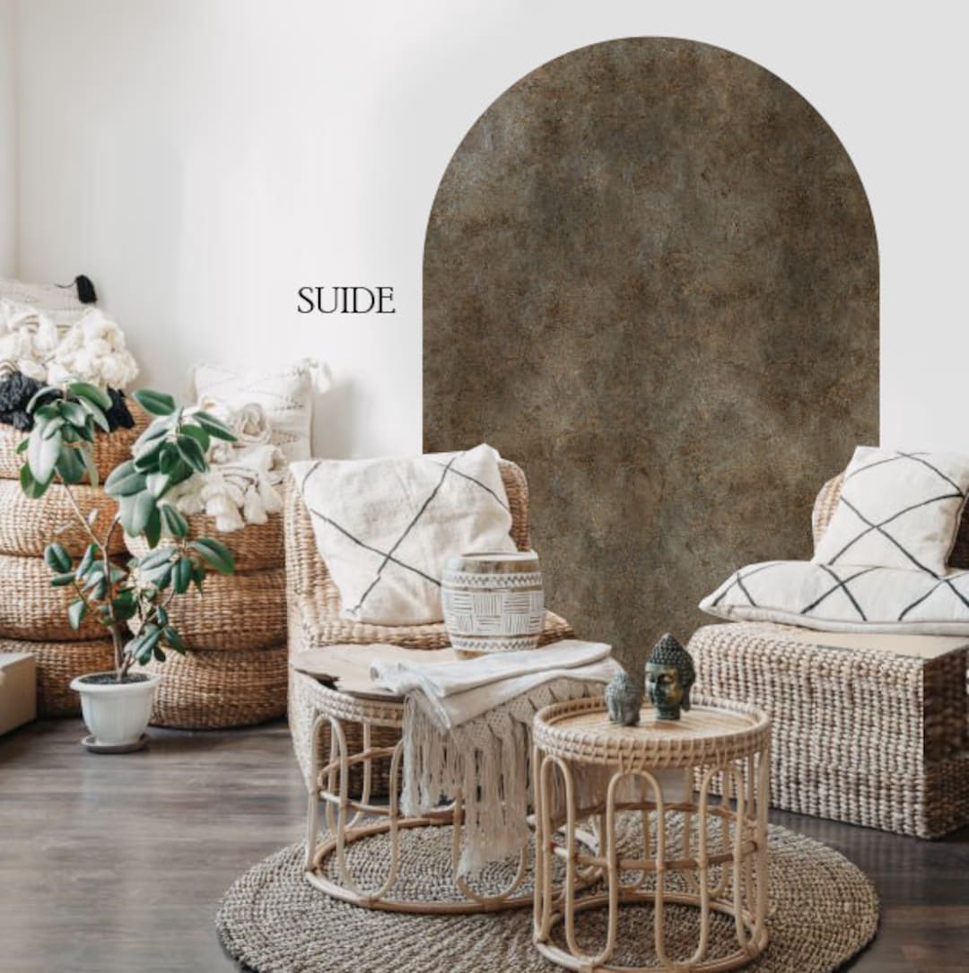 Texture Color Block, Beige Arch Wall Decal, Minimalist Color Block Arch ...