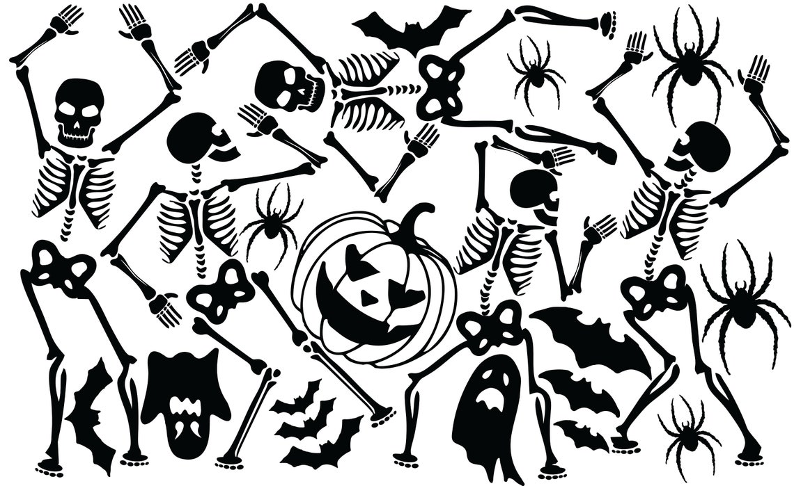 Skeleton Wall Decal Bat Wall Decal Halloween Wall Decals - Etsy