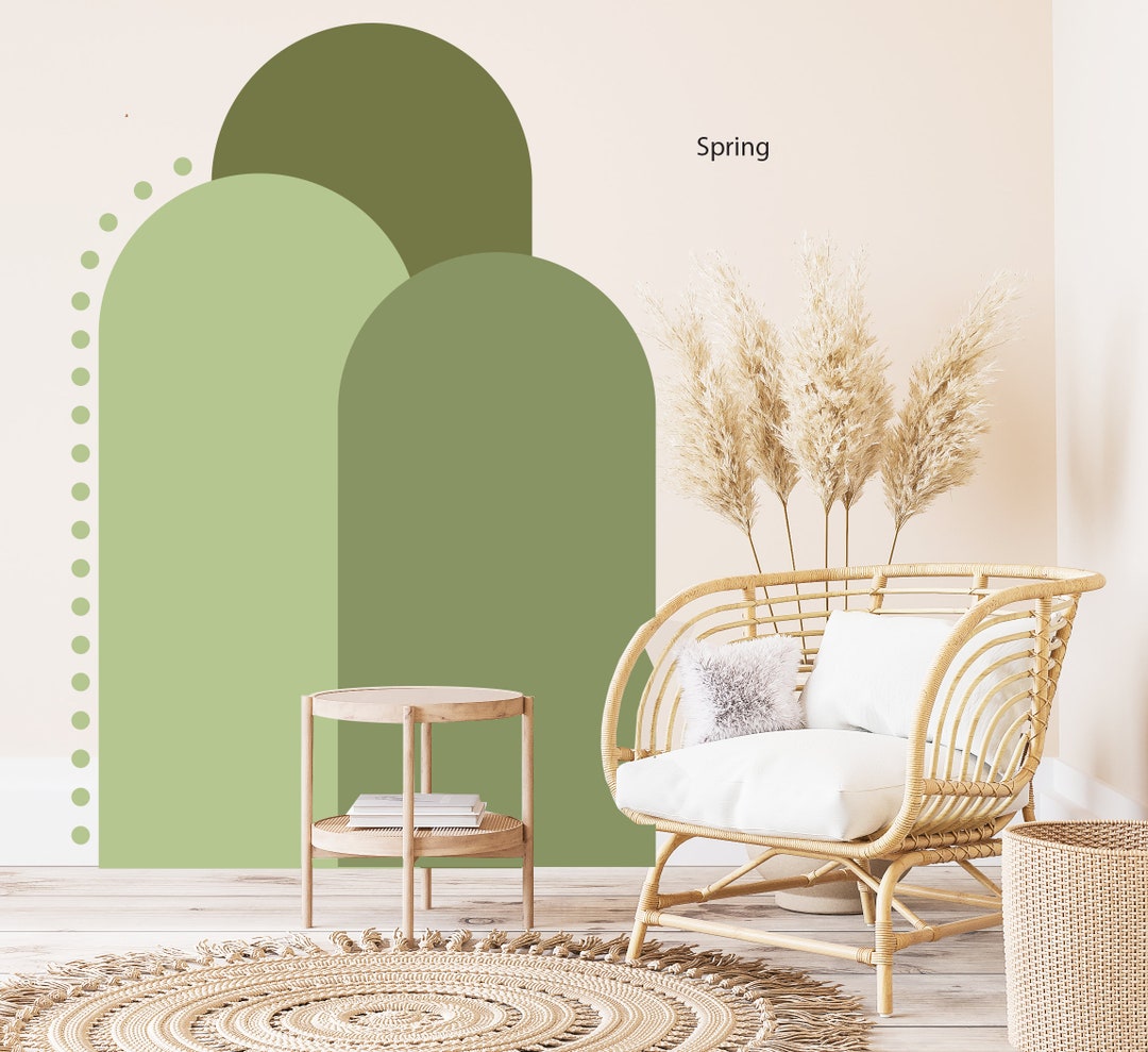 3 Green Color Block Wall Decal With Dots 3 Arch Wall Sticker - Etsy