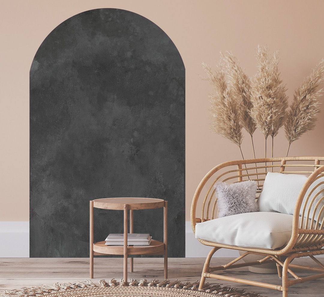 Black Texture Color Block, Headboard Decal, Black Arch Wall Decal, Arch ...