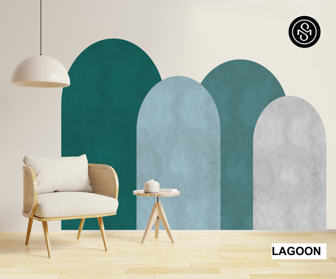 Teal Color Arches Blocks Wall Decal, 4 Teal Arch Wall Sticker, 4 Color ...