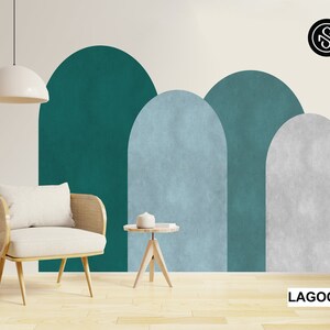 Teal Color Arches Blocks Wall Decal, 4 Teal Arch Wall Sticker, 4 Color ...