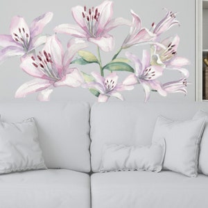 Flowers Wall Decal, Lily Flower Wall Decal, Lily Flower Wall Sticker ...