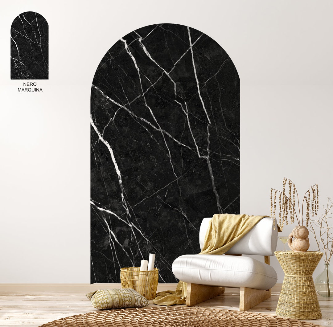 Modern Black Arch Wall Decal, Natural Stone Wall Sticker, Headboard ...