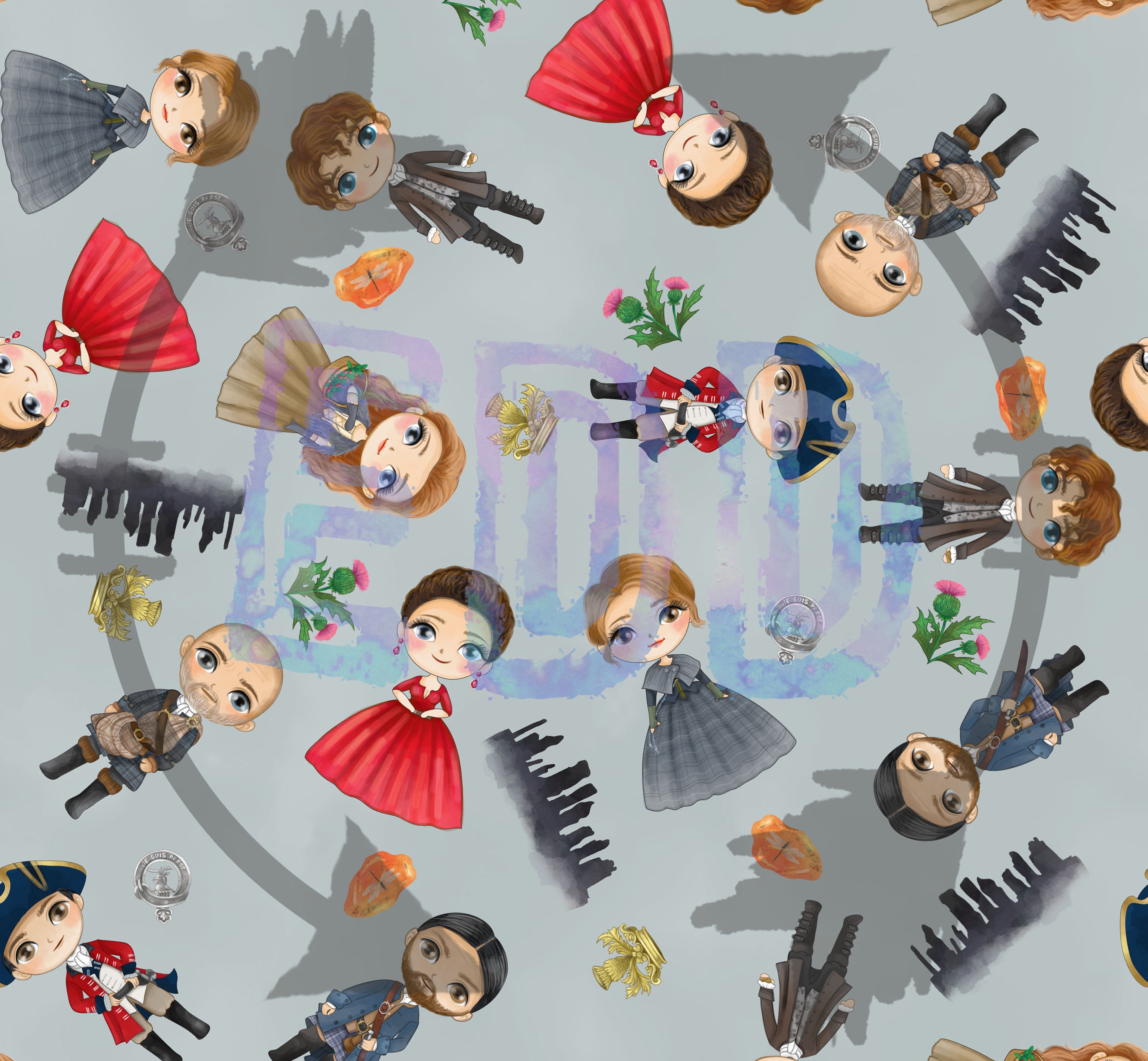 Outlander Seamless Pattern - Paper - Fabric Design - Planner - Stickers ...
