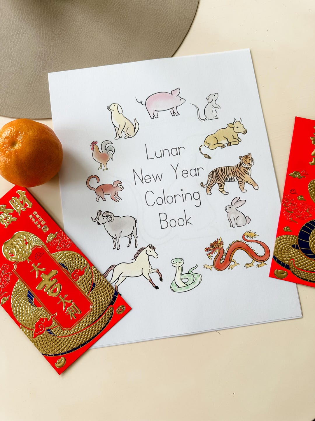 Lunar New Year Zodiac Animal Coloring Book - Etsy