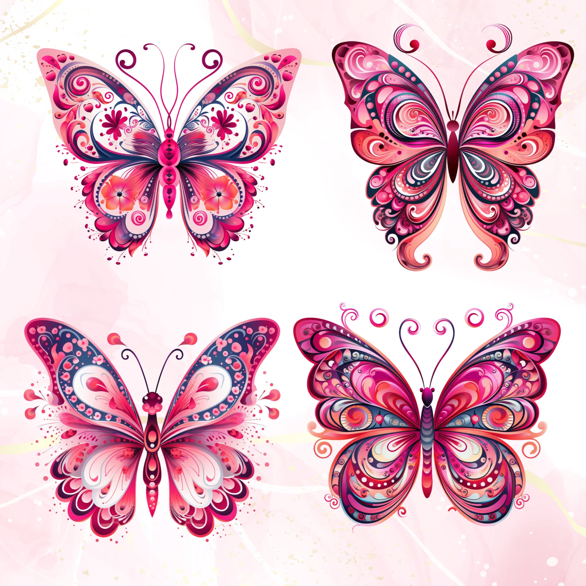 Butterfly SVG Bundle Butterfly PNG Bundle Pink Butterflies - Etsy