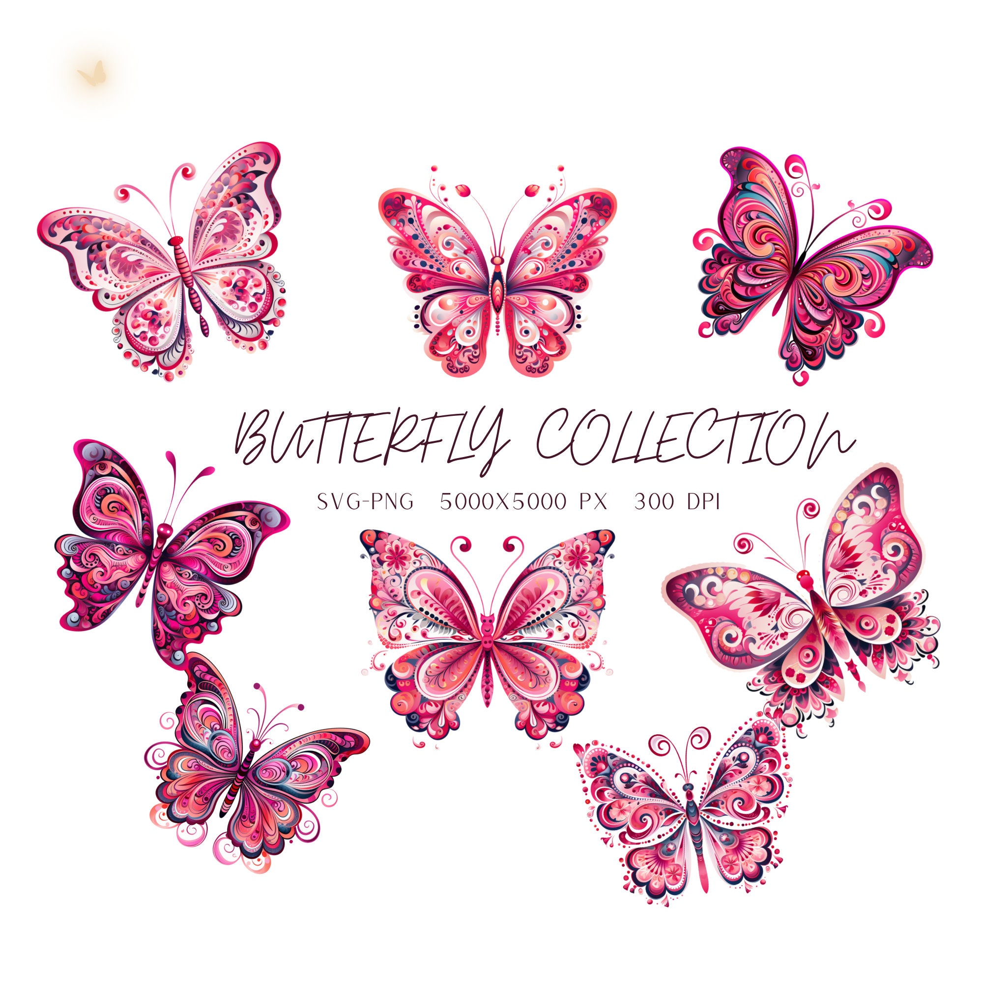 Butterfly SVG Bundle | Butterfly PNG Bundle | Pink Butterflies ...
