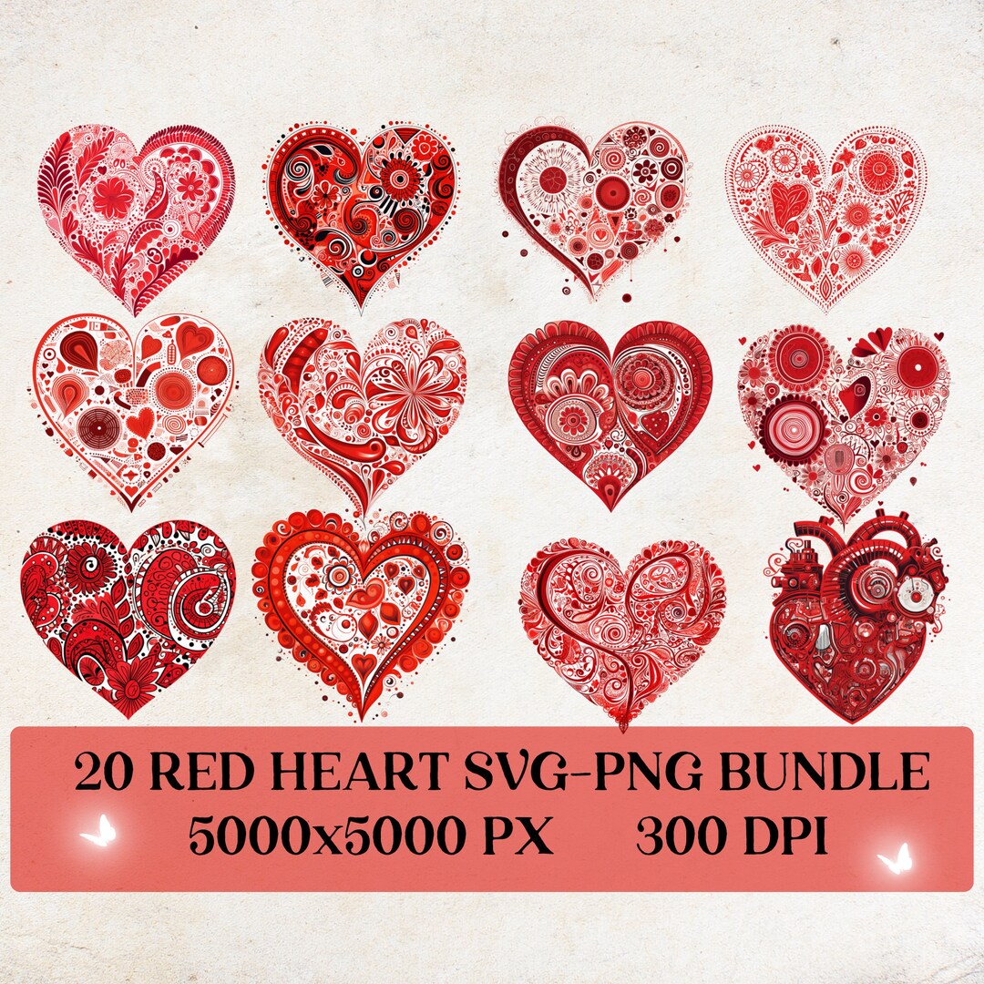 Heart Svg Bundle Heart Svg Red Heart Svg-png Bundle Commercial Used ...