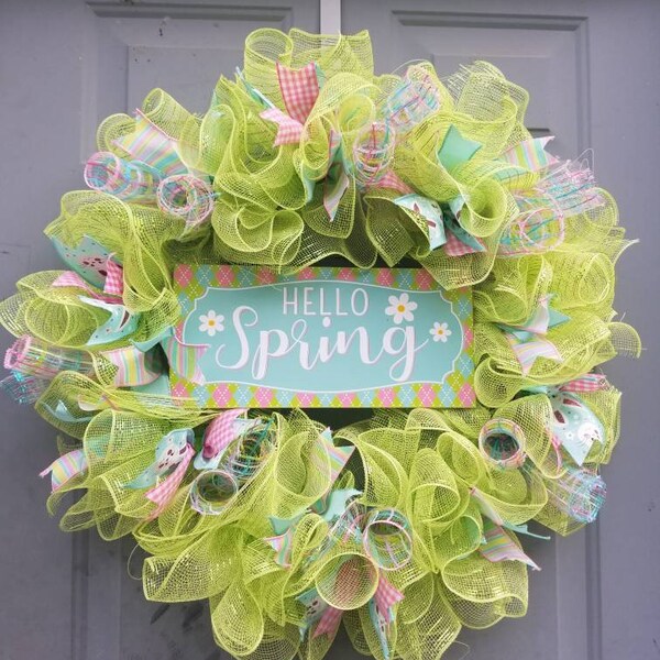Spring Mesh Wreath - Etsy
