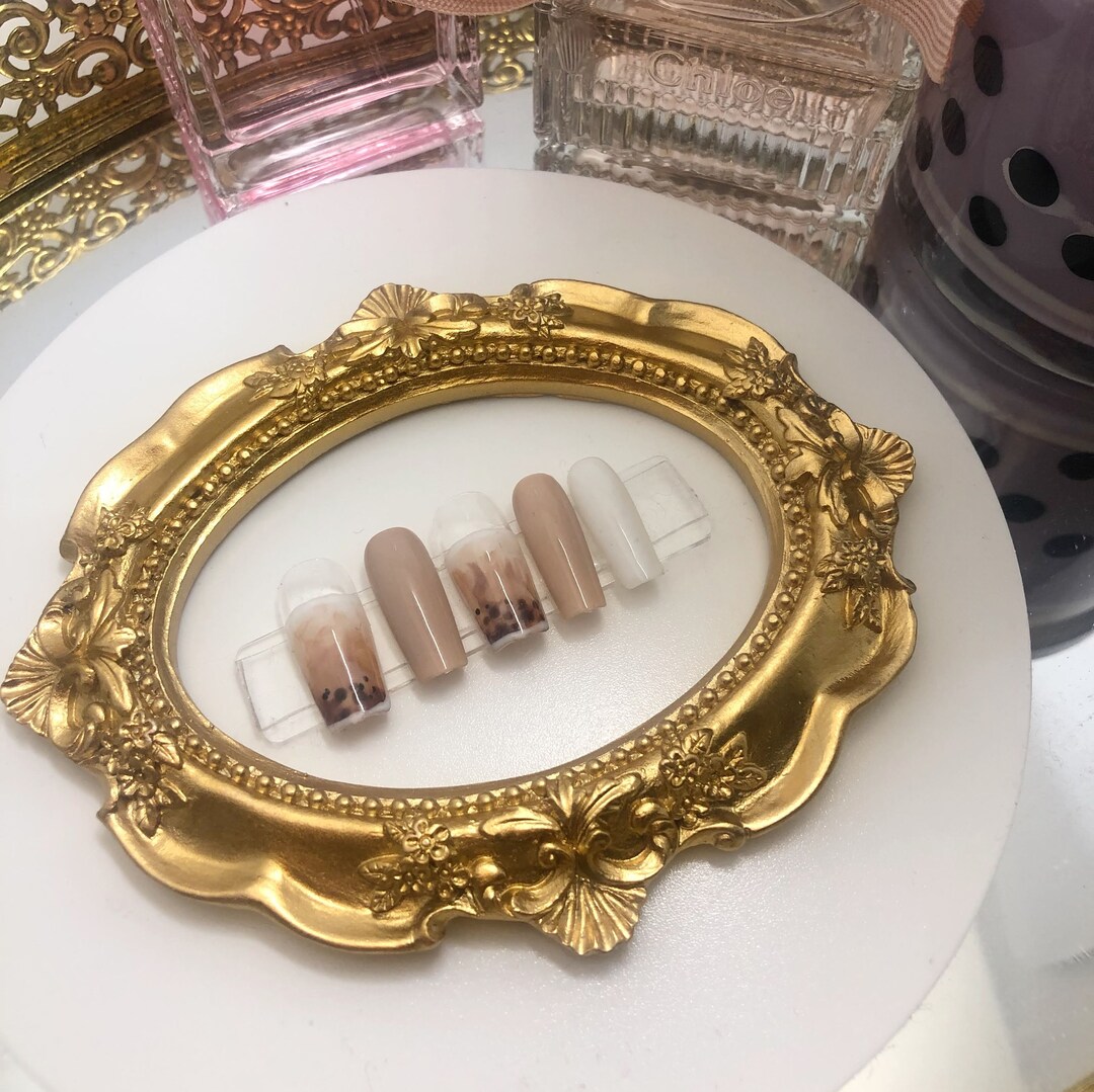 Boba Milk Tea Nails - Etsy