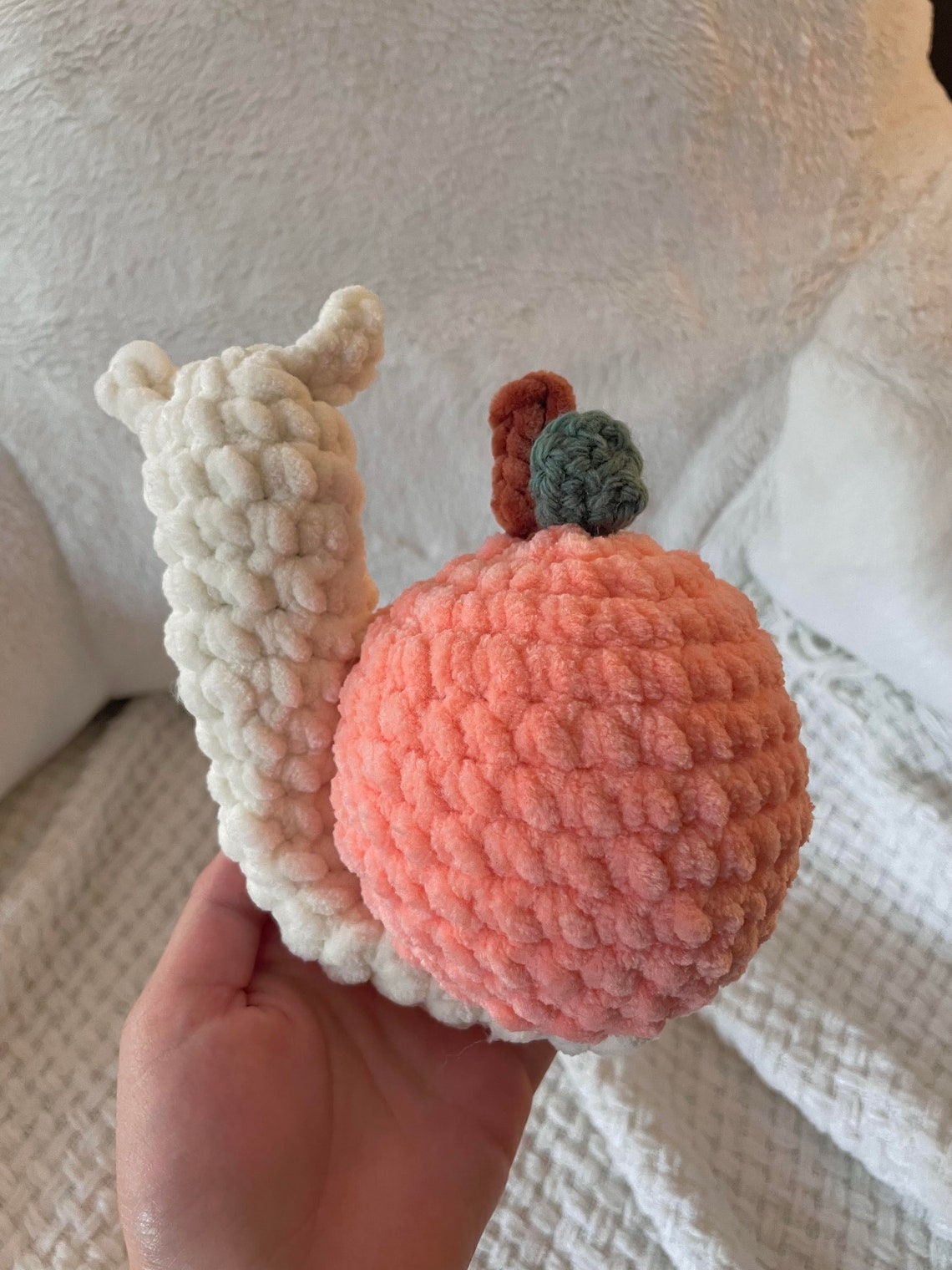 Crochet Peach Snail/amigurumi Snail Plush/yarn Fruit Snail Plushie - Etsy