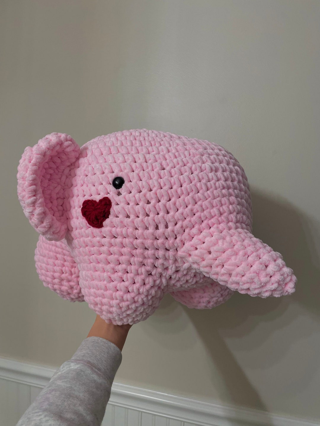 Crochet Jumbo Heart Elephant Plushie/amigurumi Love Heart Elephant ...